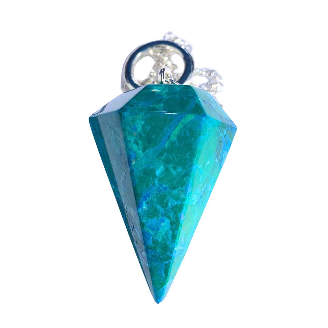 Howlite, Chrysocolla Pendulum – Cosmic Crystals